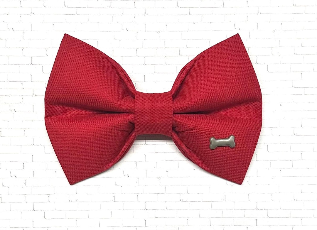 Red Dog Bow Tie, Red Bow Tie for Dog, Solid Color Dog Bow Tie, Doggie ...