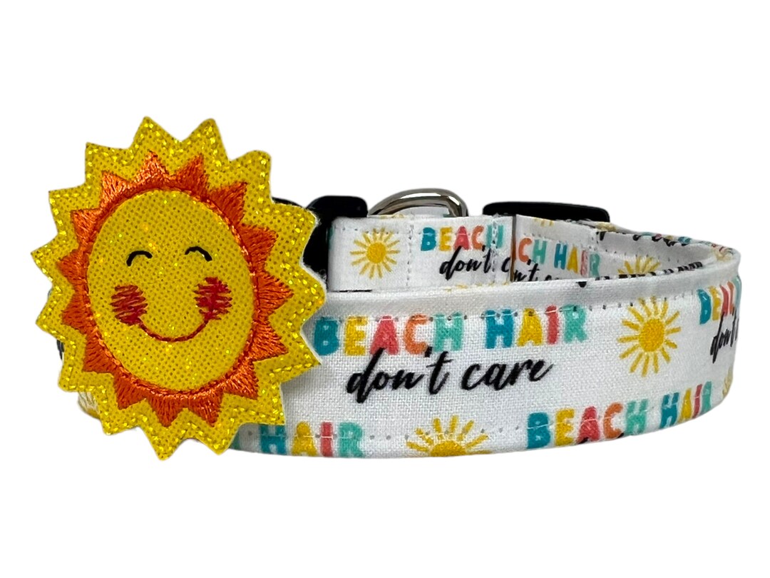 Beach Collar for Dogs, Beach Hair Don't Care Dog Collar, Summer Dog ...