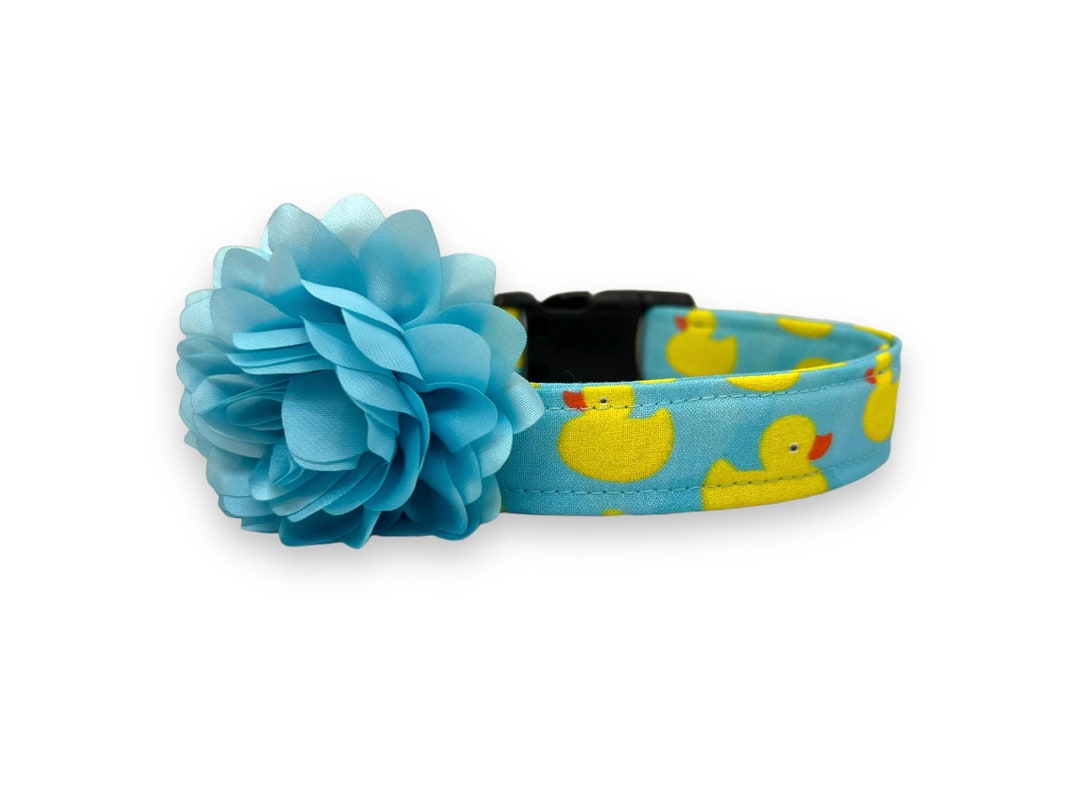 Rubber Duck Dog Collar, Rubber Duck Collar for Dog With Chiffon Flower ...