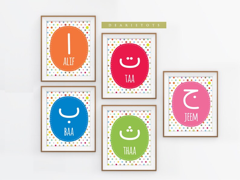 Polkadots Arabic Alphabets "alif Baa Taa" Poster/ Flashcard - Alif Ba ...