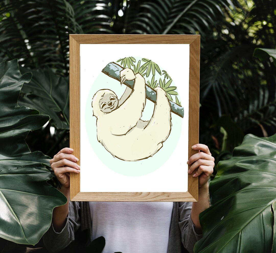 Sloth Art Print, Digital Download, Sloth Print, Sloth Gifts, Digital ...