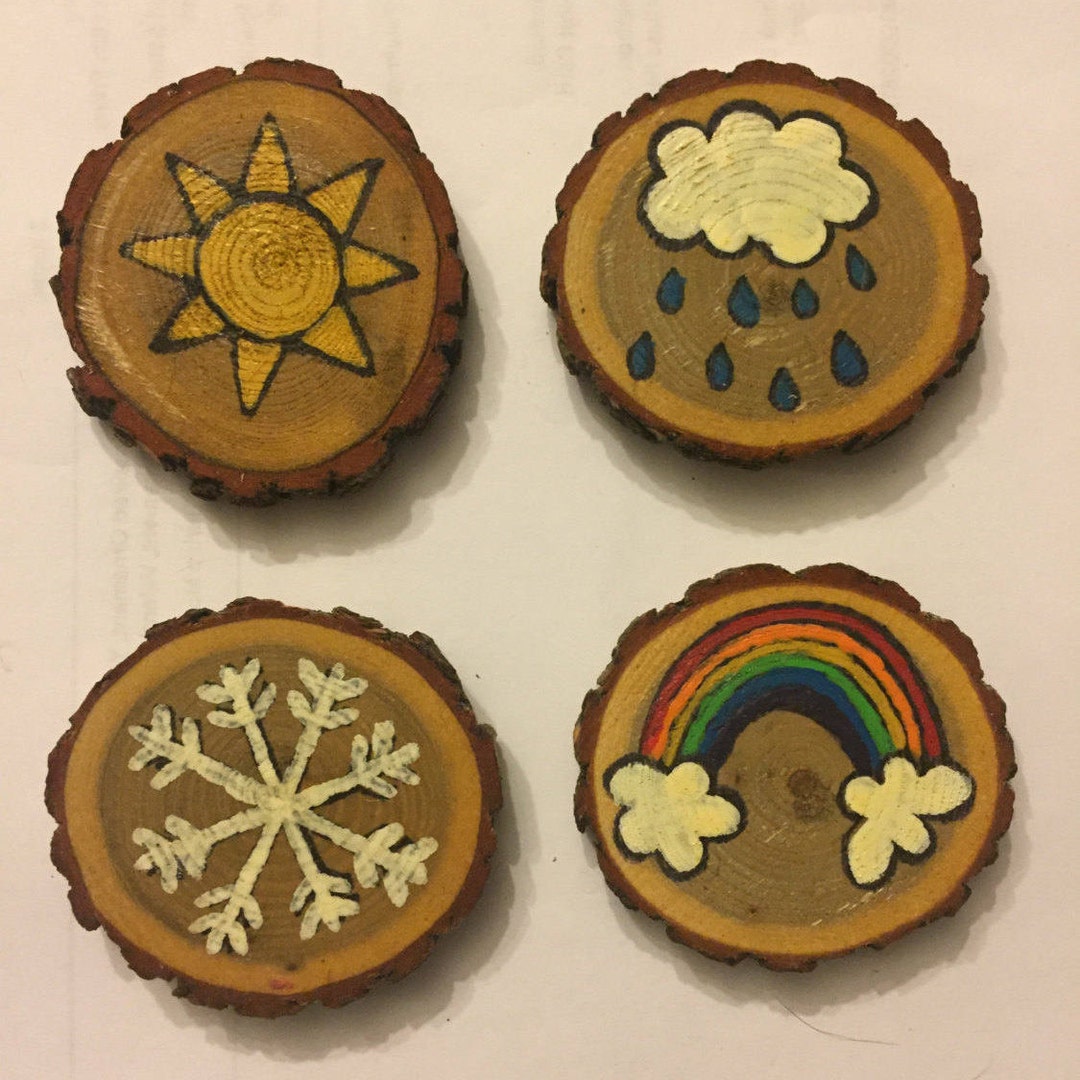 Weather Magnet Set, Stocking Stuffer, Gift Idea, Under 15, Hand Painted ...