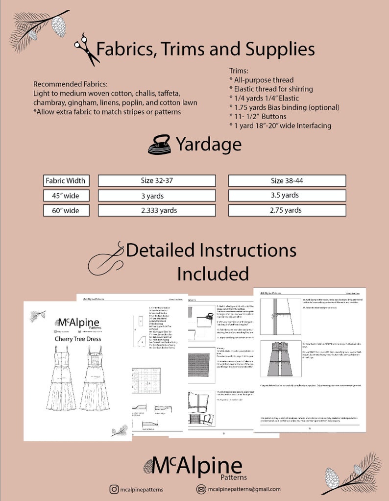 Cherry Tree Dress Sewing Pattern | Dress Sewing Pattern | Summer Dress ...