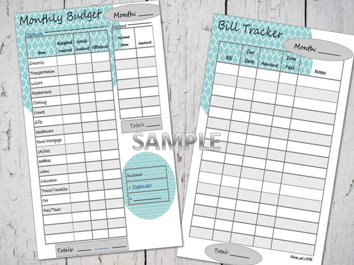 Budget Printable Inserts Personal Size, Finance Planner, Budget Planner ...