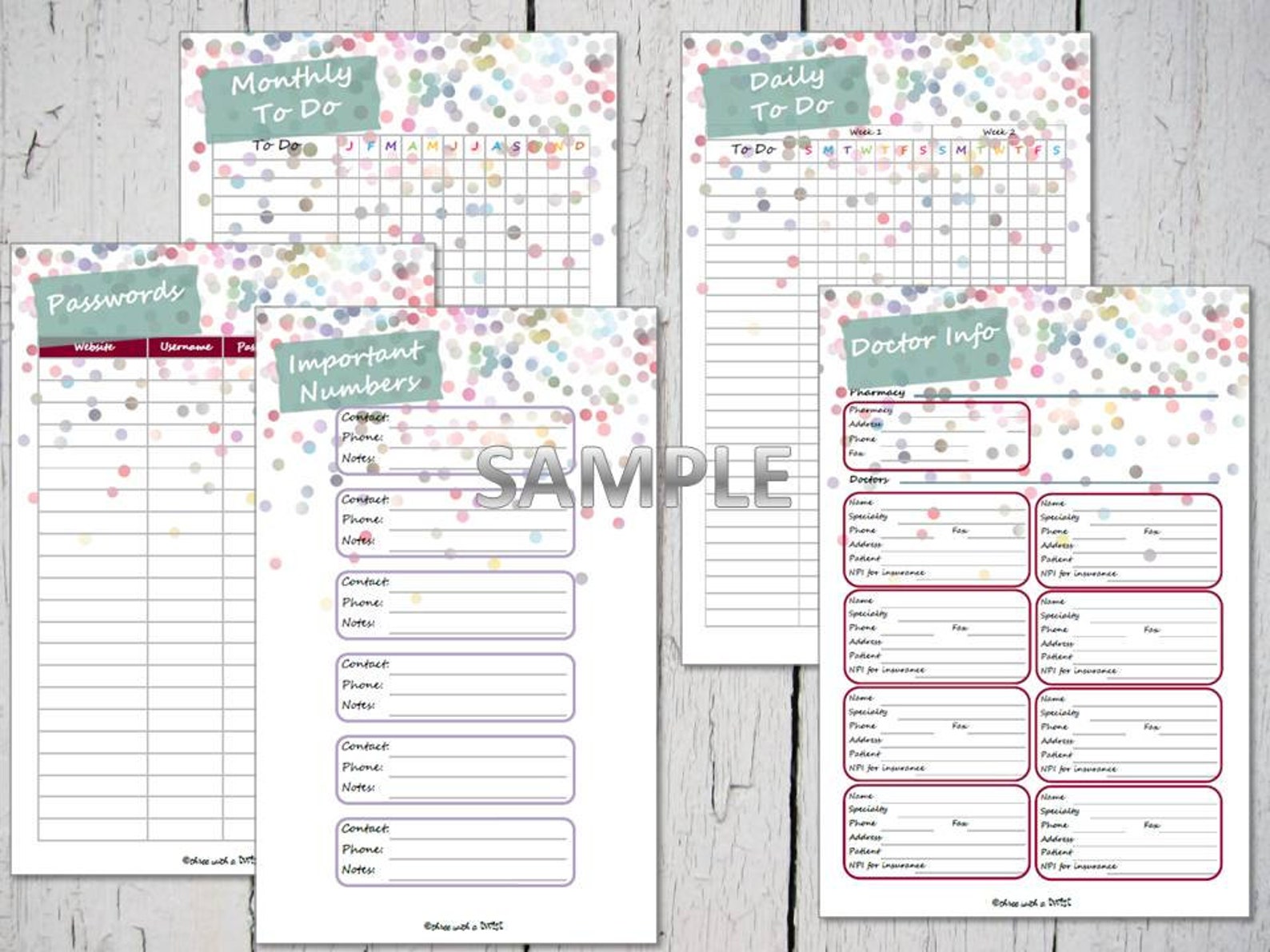 Life Organizer Printables Personal Size 6.75x3.75 Household - Etsy