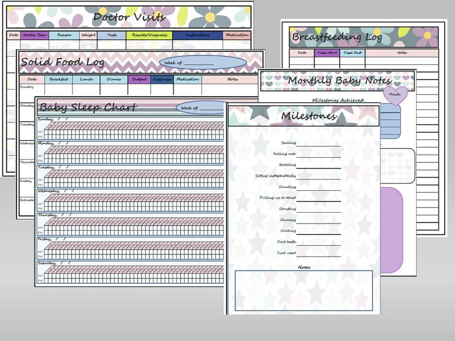 Baby Journal Printable Inserts, Baby Diary, Baby Record, Sleep Chart ...