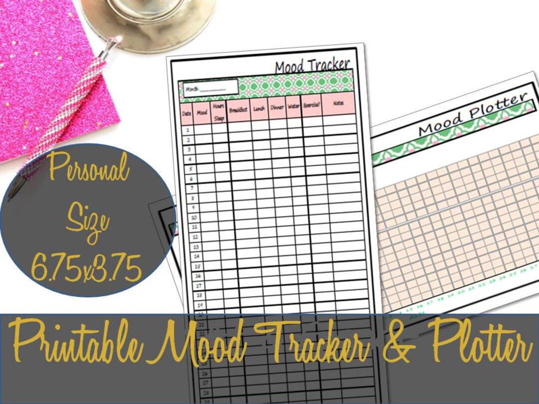 Mood Tracker and Plotter Personal Size Printable Insert 6.75x3.75 ...
