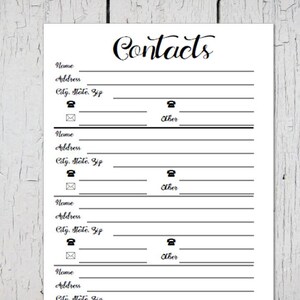 Contacts Recollections Zippered Planner Insert, Contacts Inserts ...
