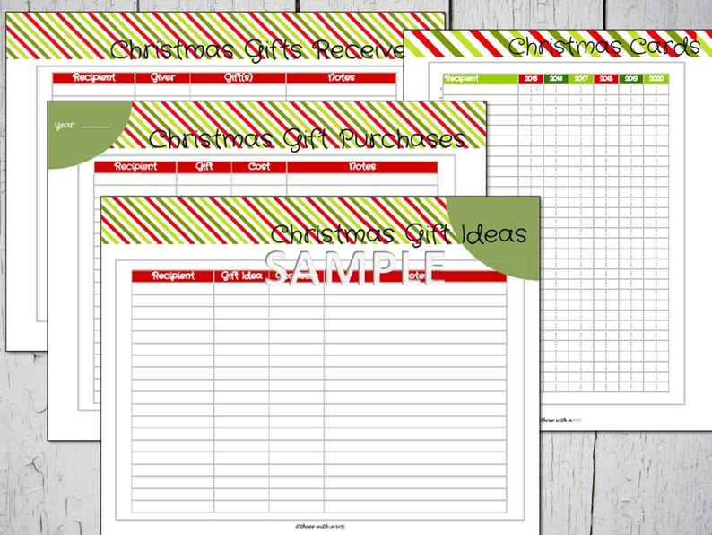 Christmas Gifts and Card Tracking Printables - INSTANT DOWNLOAD - Etsy