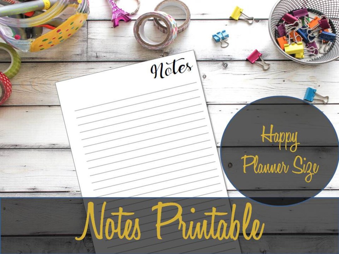 Happy Planner Inserts, Happy Planner Notes Insert, Journal Pages, Note ...