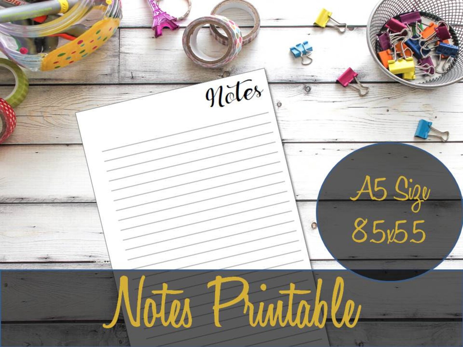 Notes A5 Size Printable Insert Half Sheet 8.5x5.5 Black and White ...