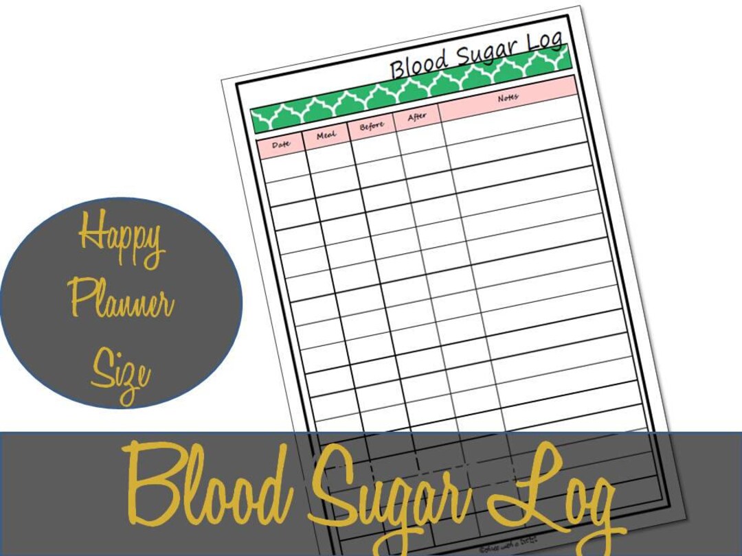 Blood Sugar Happy Planner Insert, Blood Sugar Tracker, Happy Planner ...
