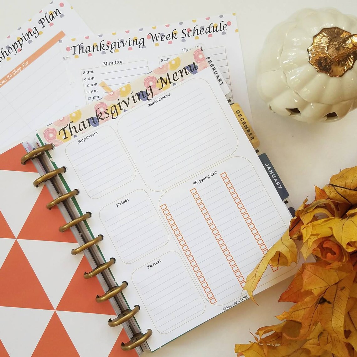 Happy Planner Thanksgiving Inserts, MAMBI Holiday Planning ...