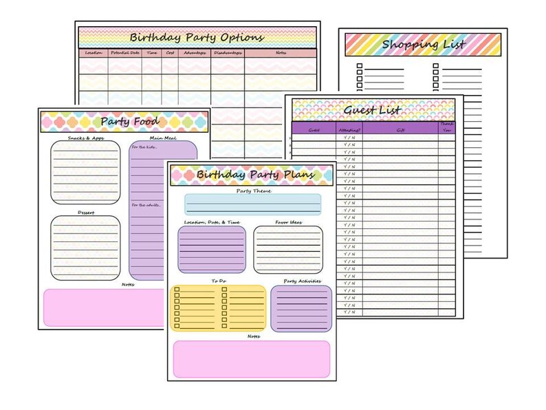 Party Planning Printable Pages, Party Guest List, Big Happy Planner ...