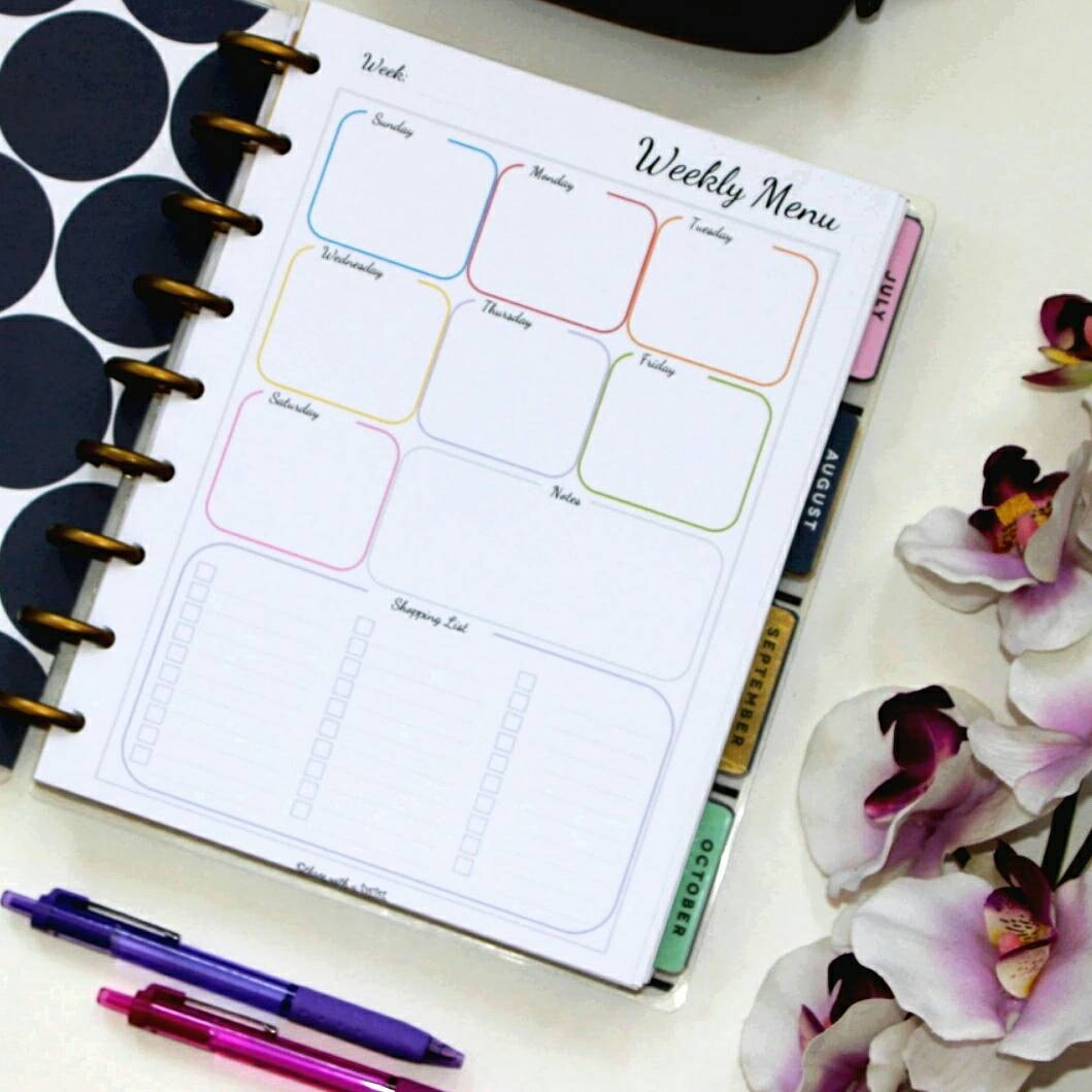 Happy Planner Insert Meal Planning Insert Shopping List | Etsy
