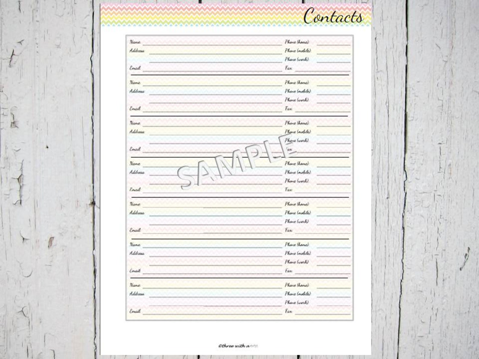 Address Book Printable Pages, Contacts Insert, Discbound Refill, Martha ...