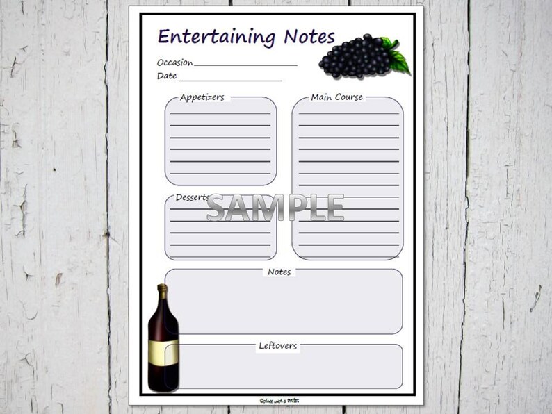 Dinner Entertaining Planner and Journal Printables, Entertaining ...