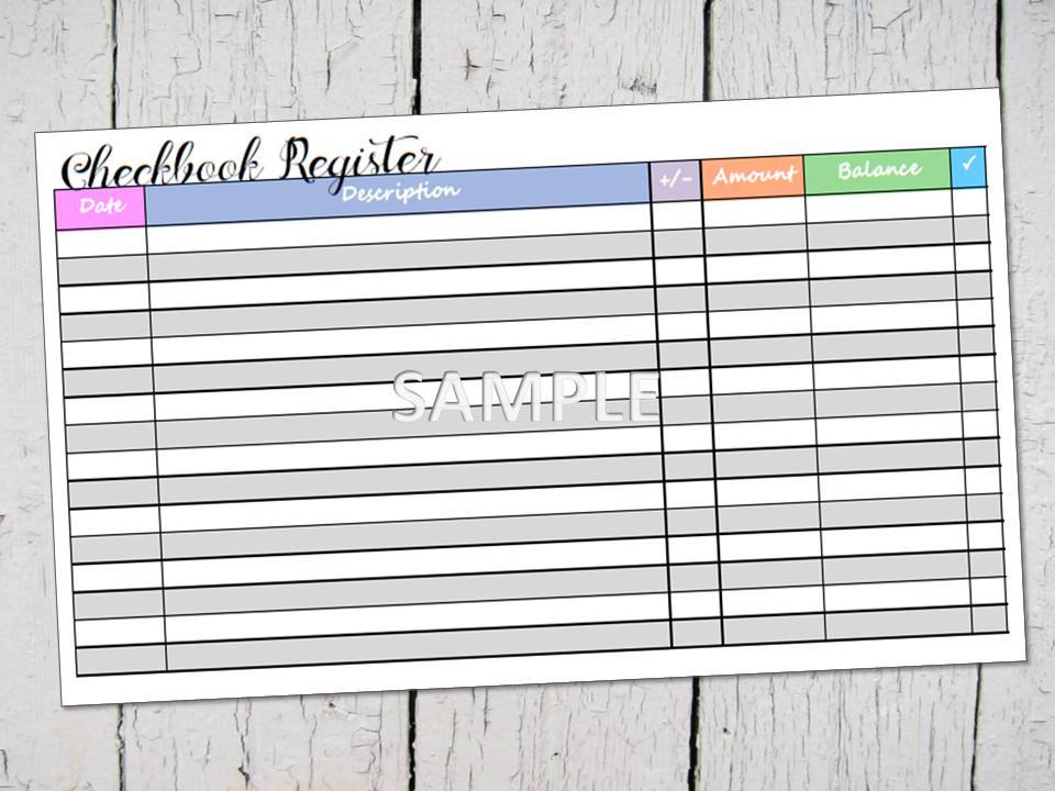 Checkbook Register Mini Happy Planner Printable Insert, Checkbook ...