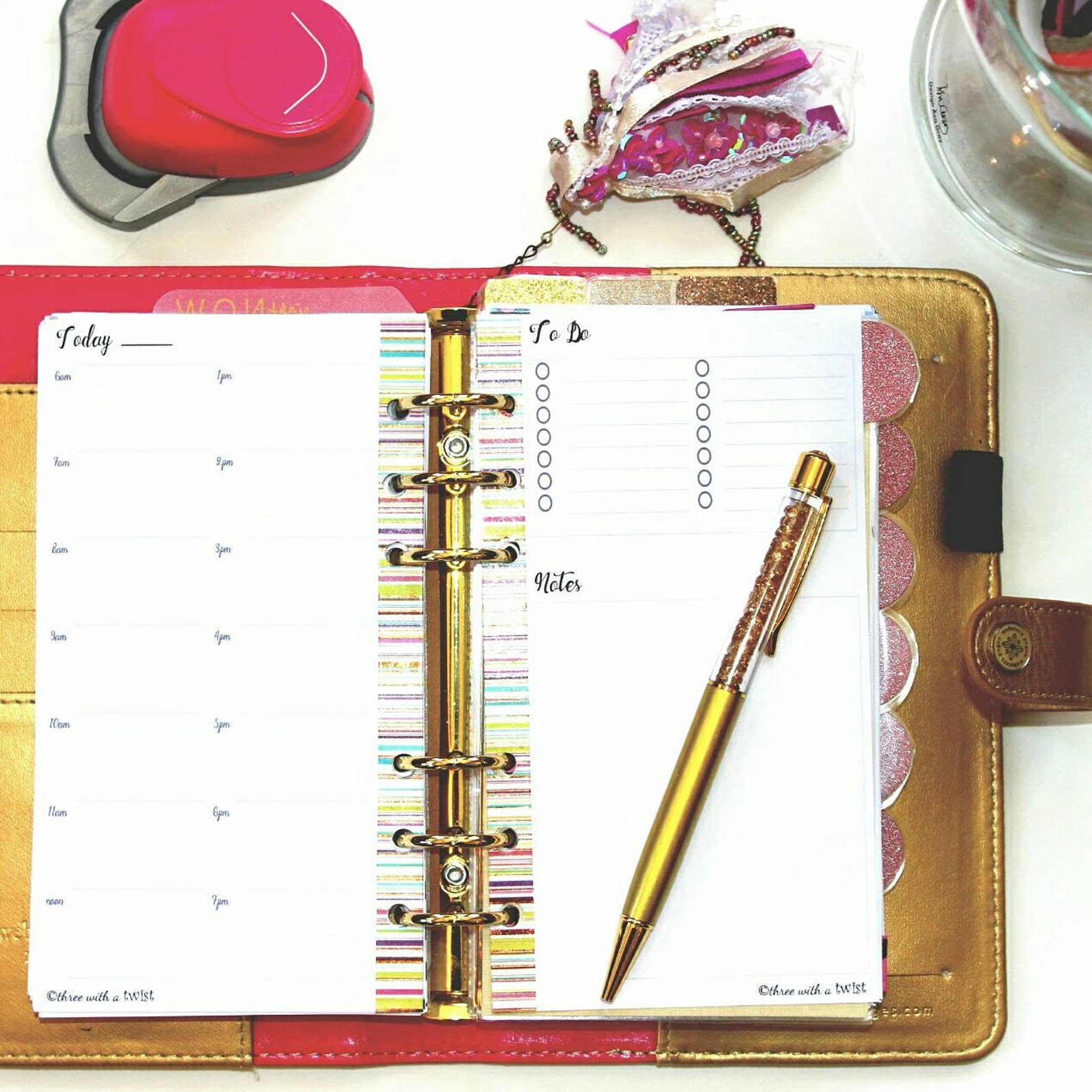 Day on 2 Pages Personal Printable Insert, Daily Schedule Insert ...