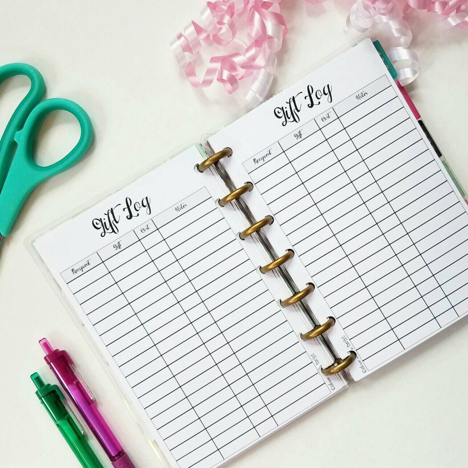 Gift Log Mini Happy Planner Insert, Christmas Gift Log, Mini Mambi ...