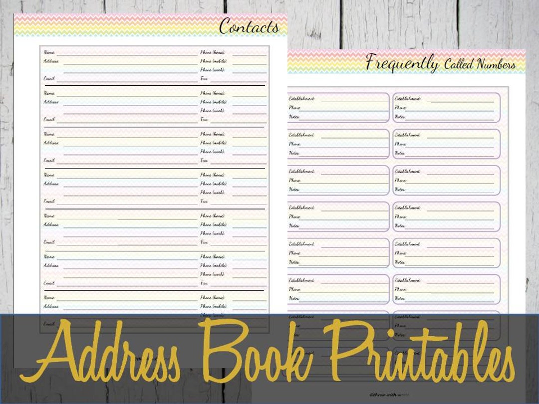Address Book Printable Pages, Contacts Insert, Discbound Refill, Martha ...