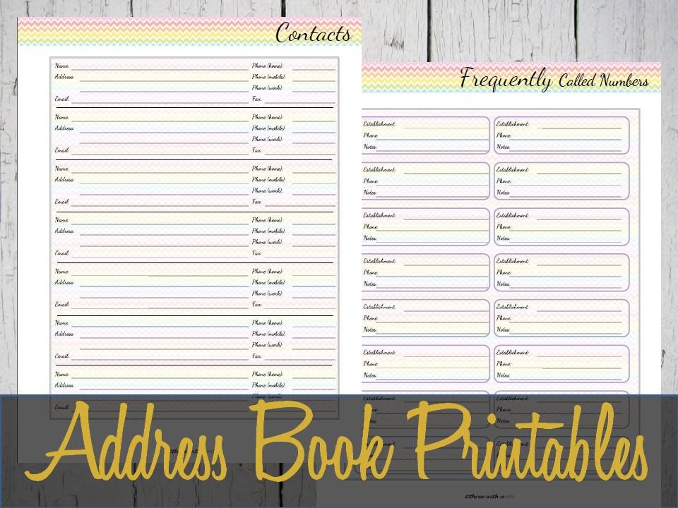 Address Book Printable Pages, Contacts Insert, Discbound Refill, Martha ...