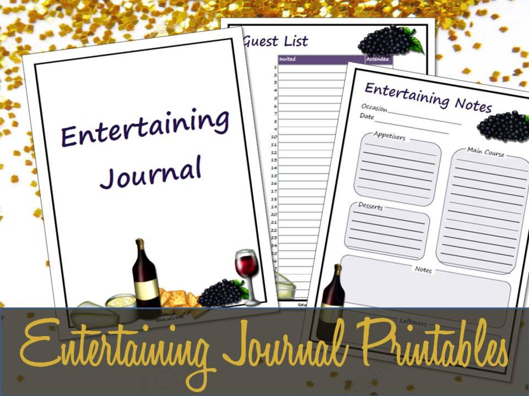 Dinner Entertaining Planner and Journal Printables, Entertaining ...