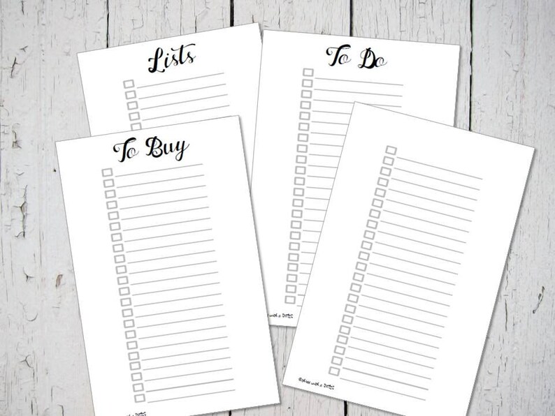 List A5 Inserts A5 Printable Inserts Half Sheet Inserts A5 - Etsy