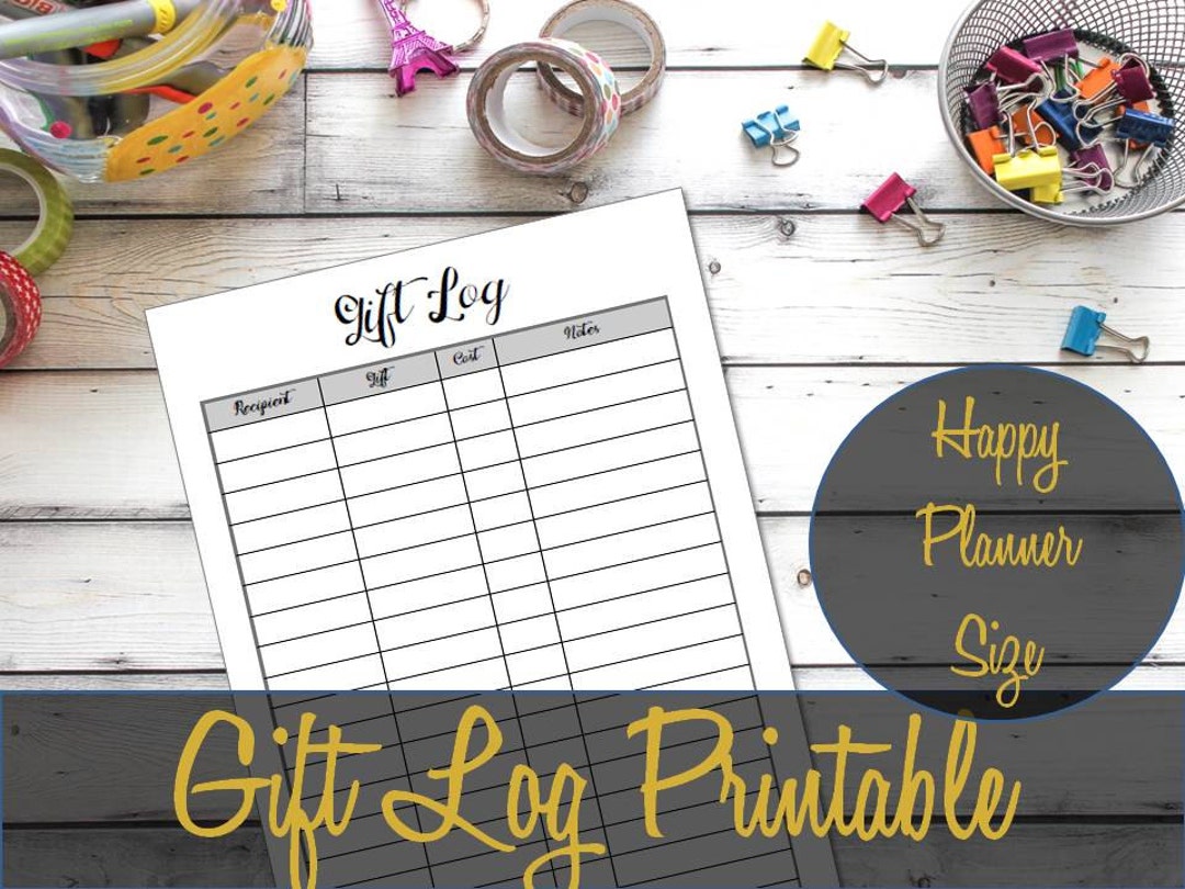 Happy Planner Insert, Gift Log Insert, Christmas Gift Log, Mambi Insert ...