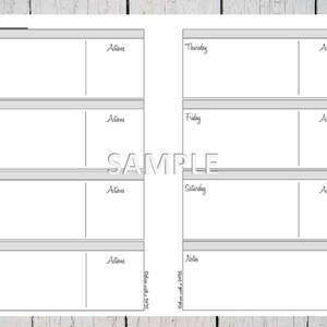 Undated Horizontal Calendar Planner Printable Inserts Sunday Start With ...