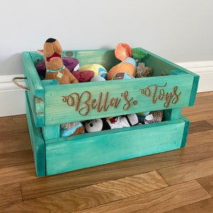 Dog Toy Box, Personalized Dog Toy Bin, Pet Toy Box, Rustic Toy Box ...