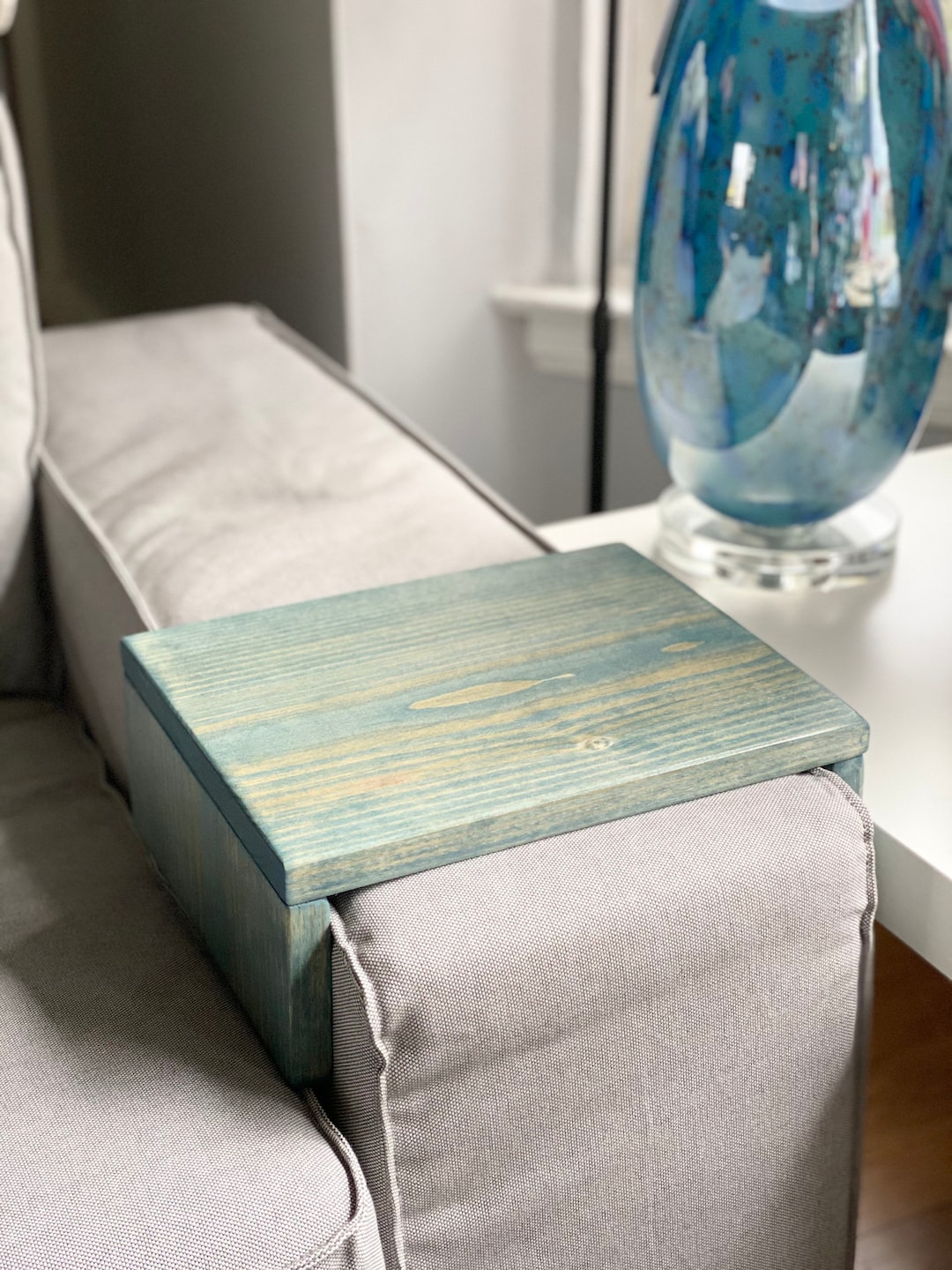 Couch Sofa Arm Rest Table, Over the Couch Table, Custom Wood Sofa Arm ...