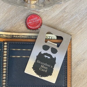 Man Card Bottle Cap Opener, Gift for Beard Lover, Beard Gift, Credit ...