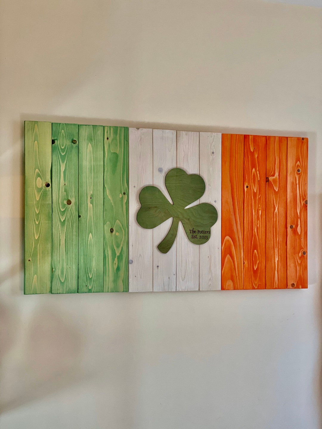 Wood Irish Flag, Irish Bar Decor, Personalized Irish Flag, Shamrock ...