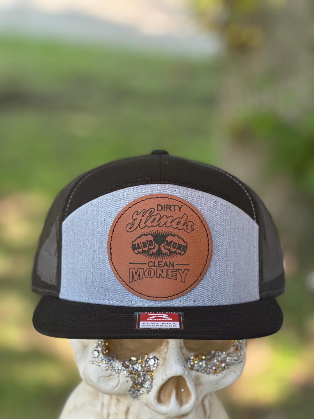 Dirty Hands Clean Money Work Hard Hat, Hard Working Dad Hat, Leather ...