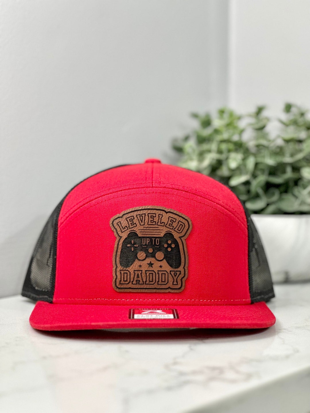 Leveled up to Daddy Hat, Fathers Day Hat, New Dad Leather Patch Hat ...