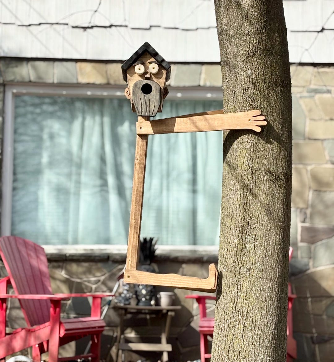 Funny Birdhouse, Man’s Face Birdhouse, Yard Art, Tree Art, Unique ...