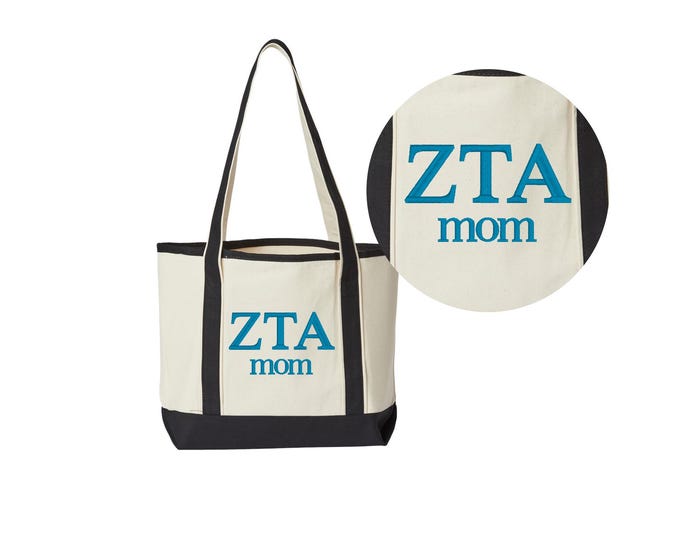 ZETA TAU ALPHA Tote Bag With Boho Floral Pattern Zta Tote, Sorority ...