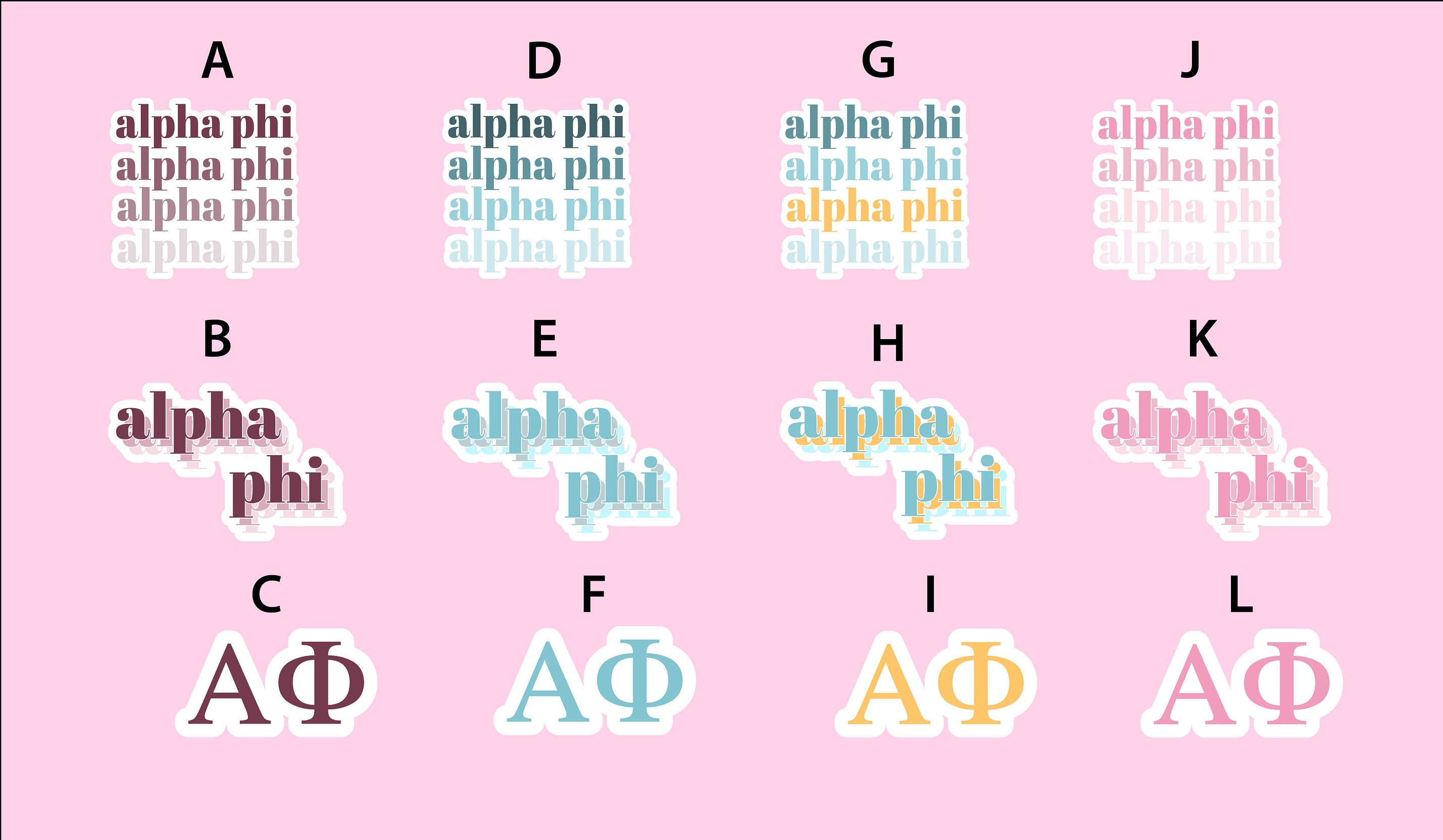 Alpha Phi Sticker Pack Alpha Phi Stickers Sorority - Etsy