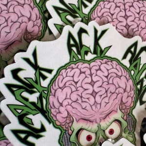 Ack Ack Ack Mars Attacks Die Cut Sticker, Retro Sci-fi Alien Design ...