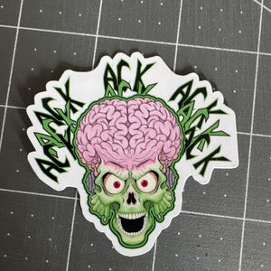 Ack Ack Ack Mars Attacks Die Cut Sticker, Retro Sci-fi Alien Design ...