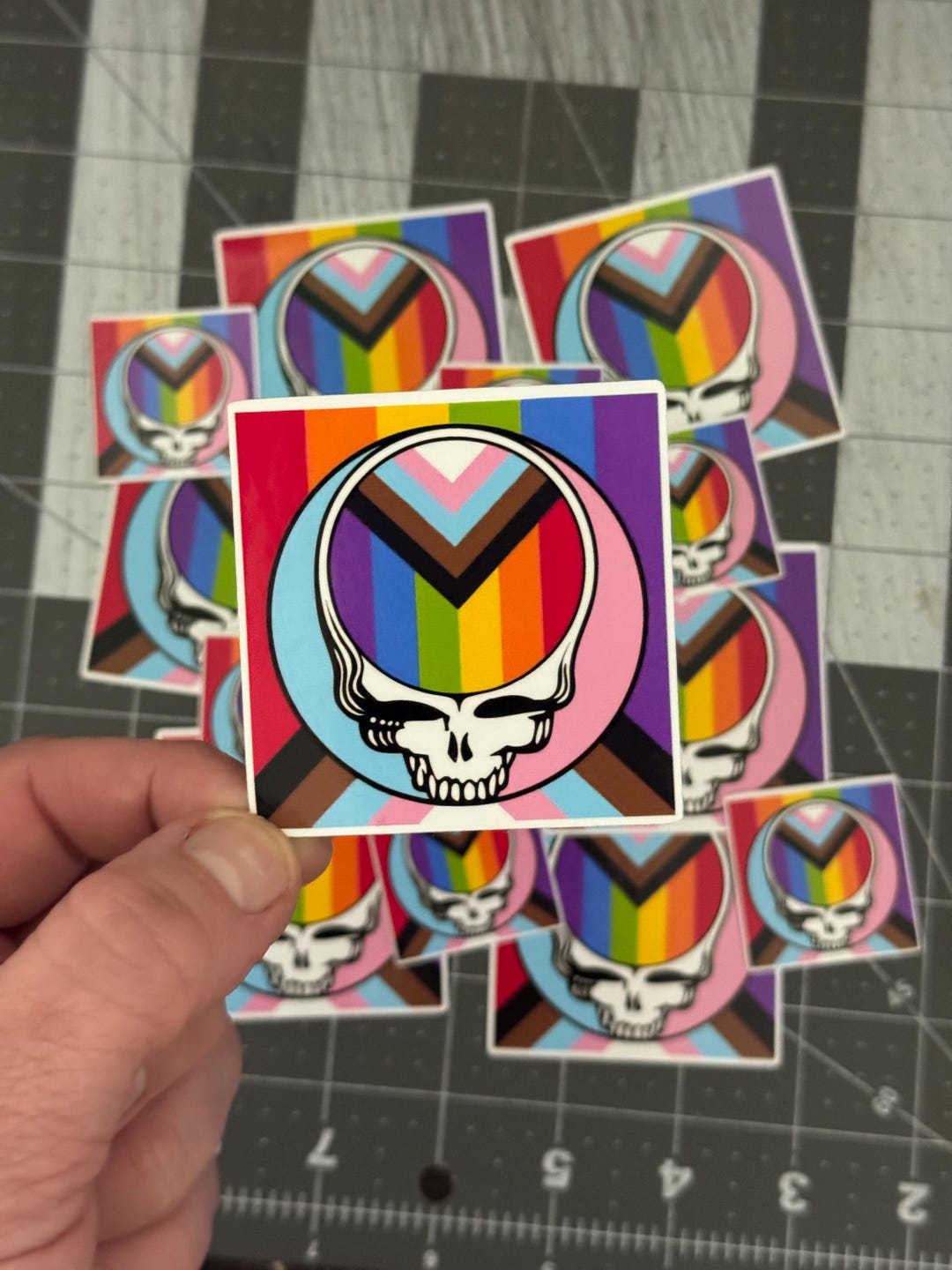 Grateful Dead Pride Sticker, LGBTQ Trans Flag Skull Decal, Deadhead Die ...