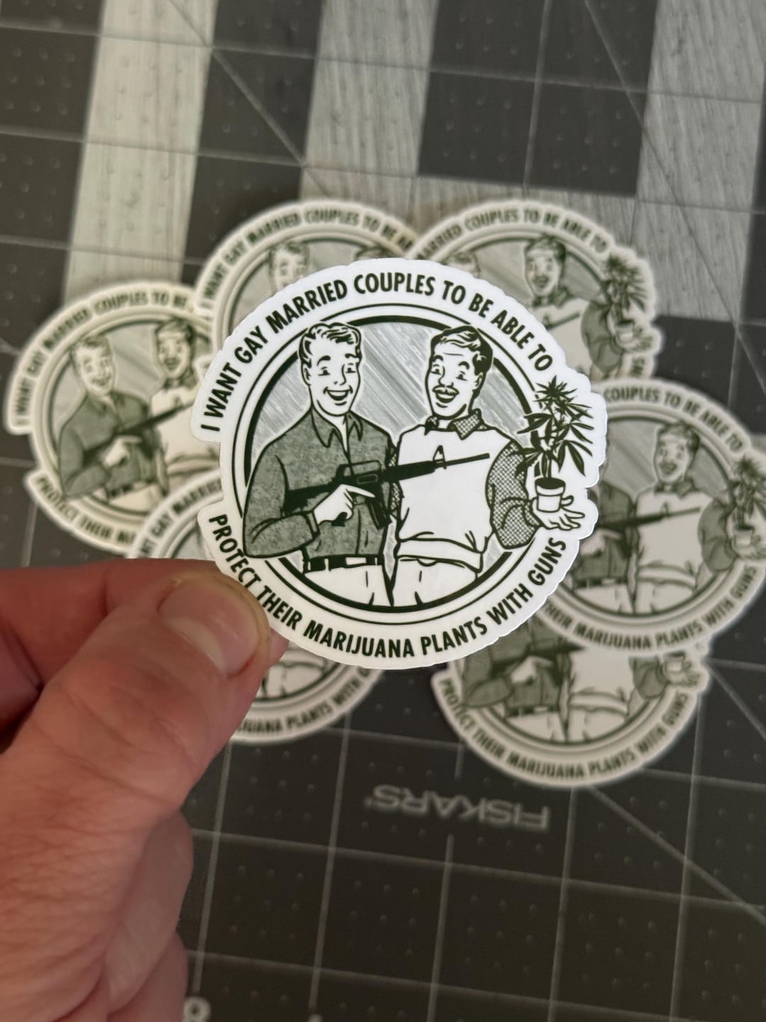Funny Libertarian Die Cut Sticker Gay Married Couples Protect Weed With ...