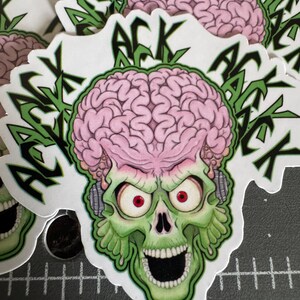 Ack Ack Ack Mars Attacks Die Cut Sticker, Retro Sci-fi Alien Design ...