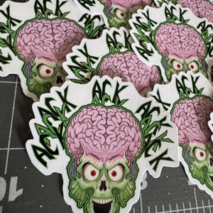 Ack Ack Ack Mars Attacks Die Cut Sticker, Retro Sci-fi Alien Design ...