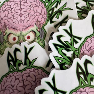 Ack Ack Ack Mars Attacks Die Cut Sticker, Retro Sci-fi Alien Design ...
