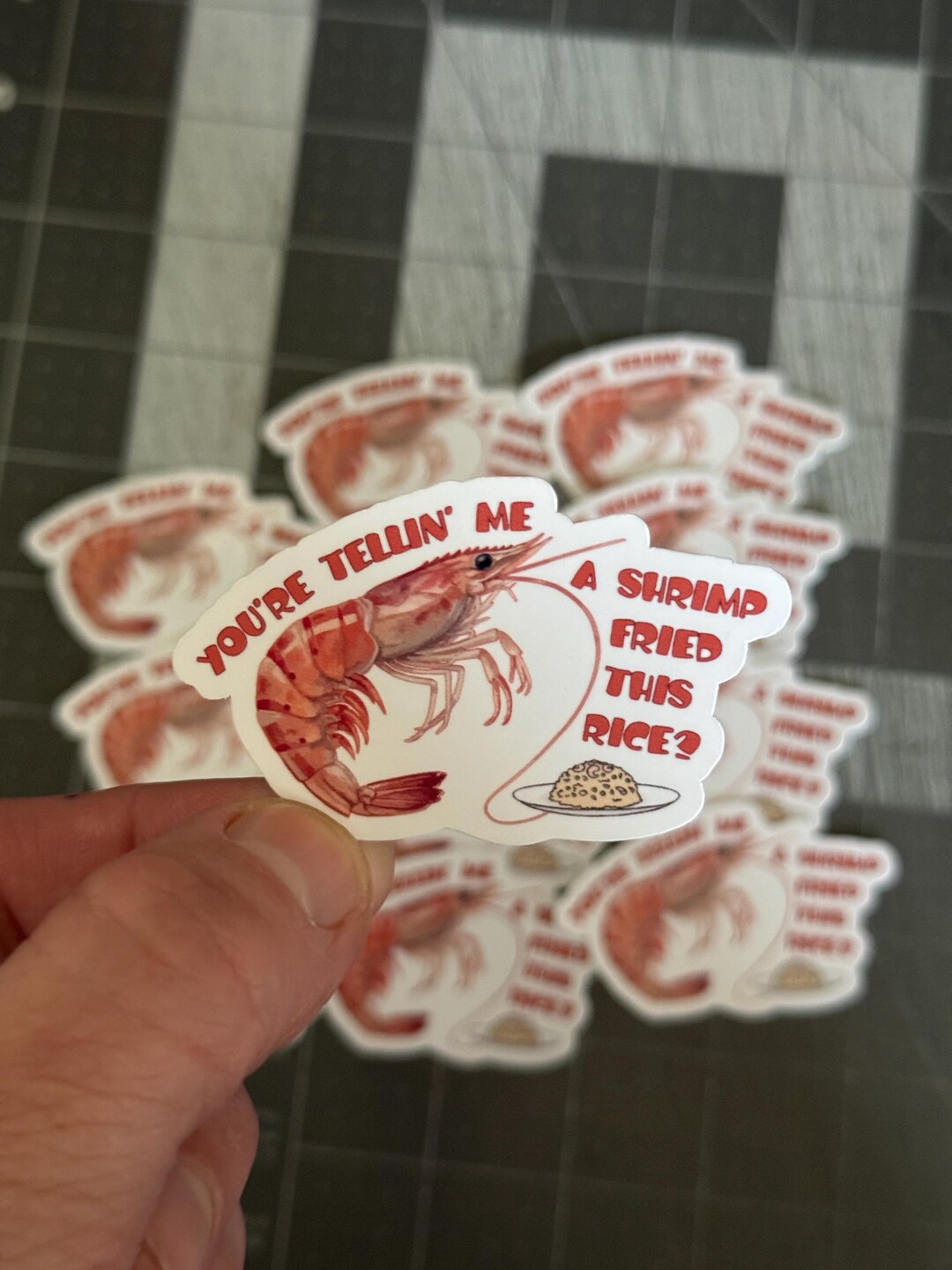 Shrimp Fried Rice Meme Die Cut Sticker Funny Food Joke Waterproof Vinyl ...