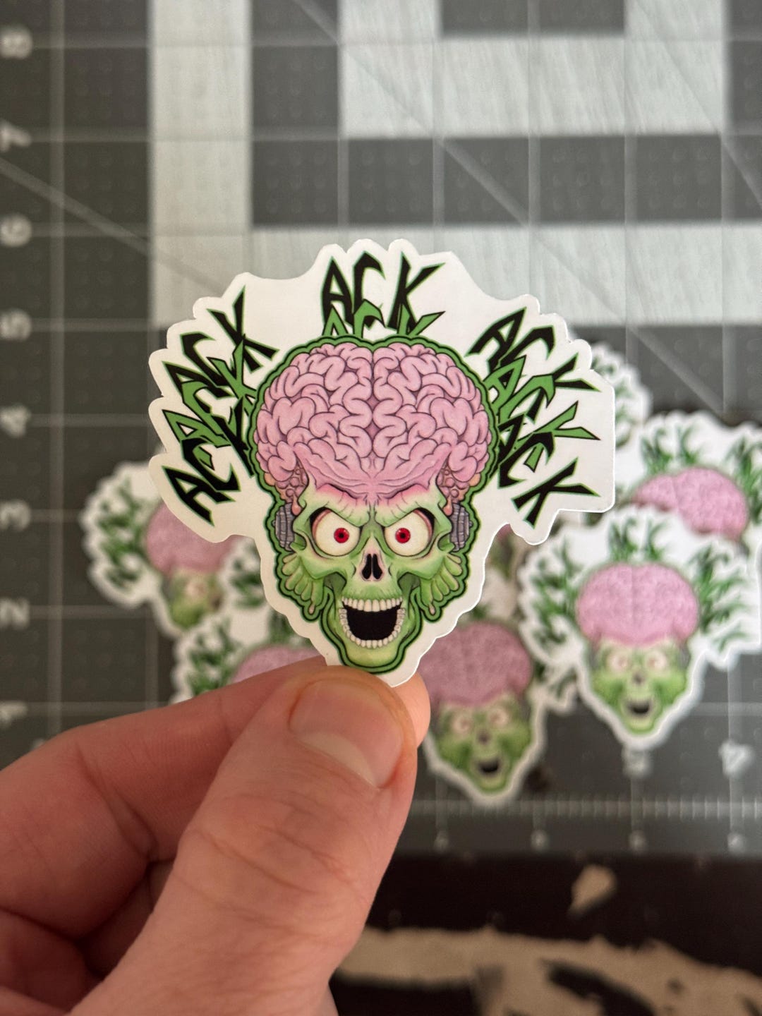 Ack Ack Ack Mars Attacks Die Cut Sticker, Retro Sci-fi Alien Design ...