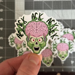 Ack Ack Ack Mars Attacks Die Cut Sticker, Retro Sci-fi Alien Design ...