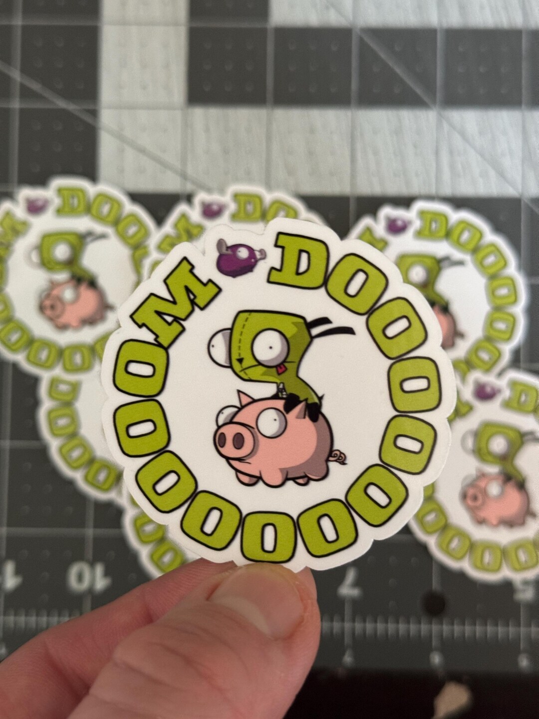 Invader Zim DOOOOOOOOM Die Cut Sticker, Cartoon Alien Scream Design ...